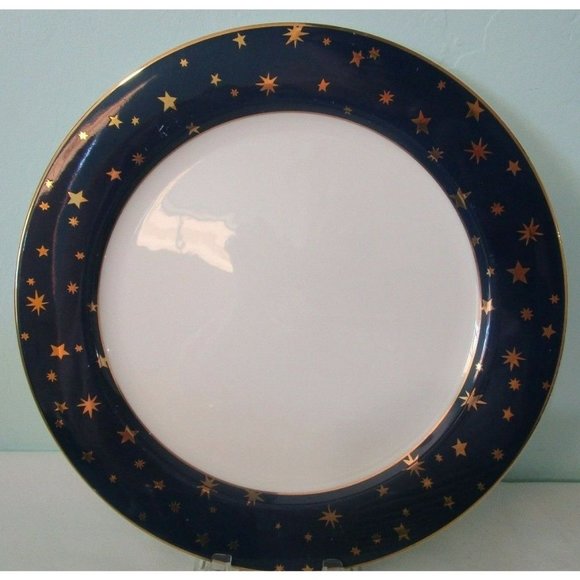 Sakura | Dining | Galaxy By Sakura Dinner Plate 4kt Gold Stars On Dark ...